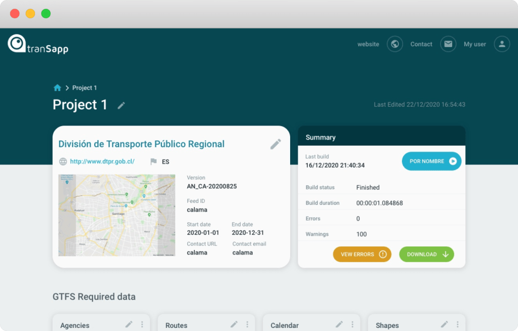 Editor GTFS - Transapp